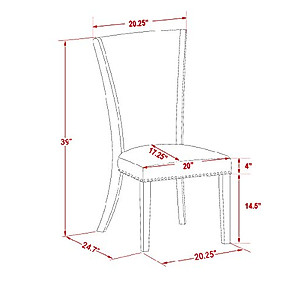 East West Furniture X026VE005-7 Dining Table Set, 7-Piece