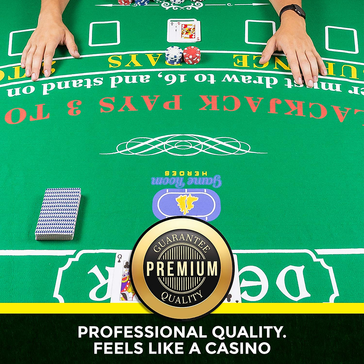 Tabletop Casino Felt Layout for Texas Holdem Poker and Blackjack - Premium Professional Grade Blackjack and Poker Mat for, Theme Party, Poker Night, Fundraisers & Gatherings