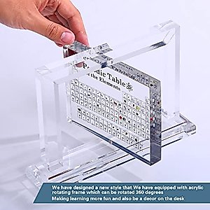Periodic Table with Real Elements Inside, Acrylic Periodic Table Display with 83 Real Element Samples, 360° Rotating Frame Display, Remarkable Gift for Kids Adults Teachers - 9.05"x1.96"x6.3"