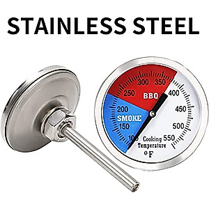 MEASUREMAN 2 Inch Barbecue Thermometer,Grill Thermometer, BBQ Smoker, Smoke Temperature Gauge, Stainless Steel Temp Gauge, 2 Pack