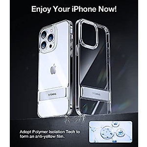 TORRAS for iPhone 14 Pro Max Case Clear with Stand [10FT Military Grade Shockproof] [3-Way Built-in Kickstand] Anti-Yellowing & Protective iPhone 14 Pro Max Phone Case, Diamond Clear