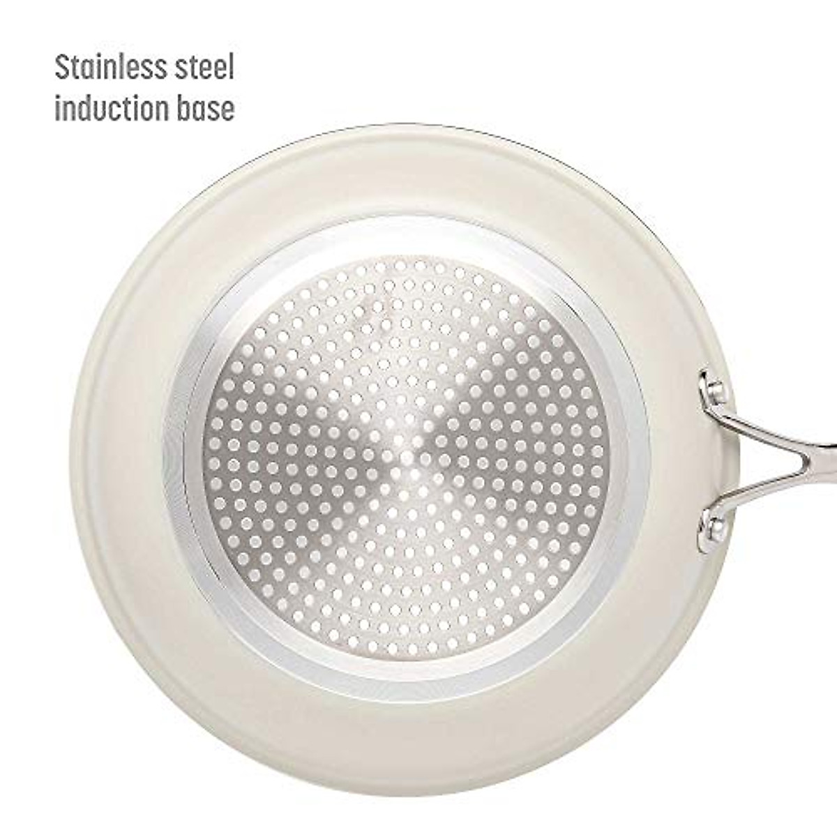 Goodful Ceramic Nonstick Cooking Set, Titanium-Reinforced Premium Non-Stick Coating, Dishwasher Safe Pots and Pans, Tempered Glass Steam Vented Lids, Stainless Steel Handles, 12-Piece, Cream