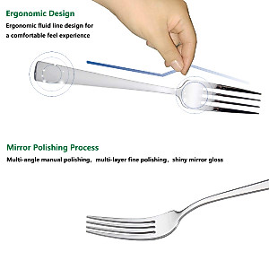 faderic Dinner Forks Set of 6, Table Forks, Flatware Forks Stainless Steel Forks,8-Inch,Silver, Square handle