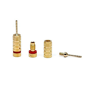 Monoprice 9438 Gold Plated Speaker Pin Plugs - 5 Pairs - Pin Screw Type, For Speaker Wire, Home Theater, Wall Plates And More