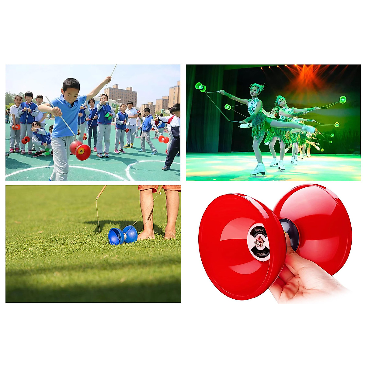 MAGICYOYO MD01 Large Diabolo Yoyo with Pro Triple Bearings for Kids to Adults Toy, Pro 5" Red Diabolo+ 2 Pairs Carbon Sticks+ Bag+ 4 Strings Kit, Chinese Yoyo Diabolos High Performances Tricks