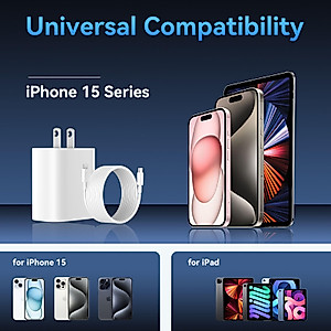 iPhone 15/15 Pro Max Charger Fast Charging,20W USB C Fast Charger Block iPhone 15 Charger Cord 10FT Long USB C to C Charging Cable for iPhone 15 Pro Max/15 Pro/15/15 Plus,iPad Pro 12.9"/11",iPad Air