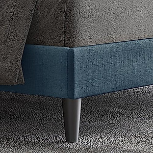 Allewie Queen Size Bed Frame Upholstered Platform Bed with Adjustable Headboard, Button Tufted, Wood Slat Support, Easy Assembly, Blue