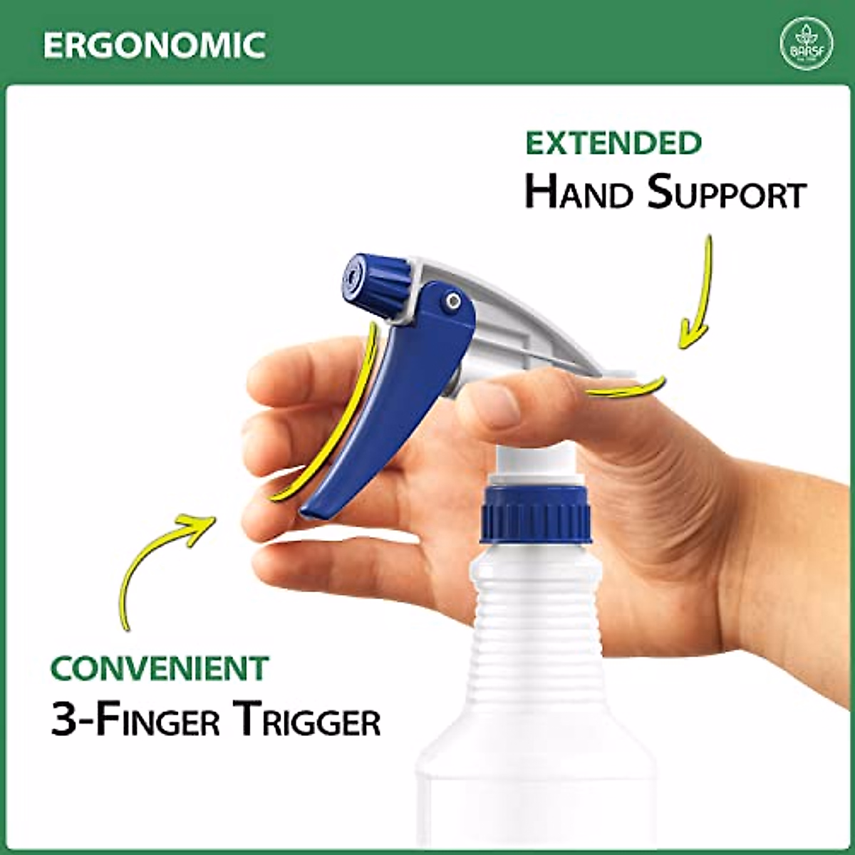 Bar5F Plastic Spray Bottles, Leak Proof, Empty 16 oz. Value Pack of 2 for Chemical and Cleaning Solutions, Adjustable Head Sprayer Fine to Stream