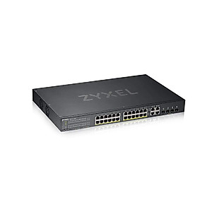 ZYXEL 24-Port PoE Switch Gigabit Ethernet Smart (GS1920-24HPV2) - Managed, with 24x PoE+ @ 375W, 4x SFP, Optional Nebula Cloud Management, Rackmount, Limited Lifetime Protection