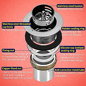 BIEAMA Stainless Steel Sink NSF 17" x 15" Commercial Wall Mount Sink, Strainer and Faucet Included, Perfect for Home, Stores, Restaurants, Bars, etc