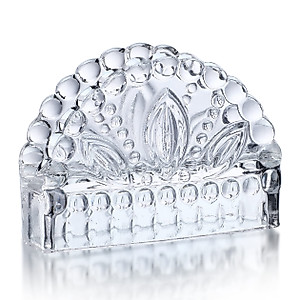 5.1'' Glass Napkin Holder Engraved Design Clear Napkin Dispenser Tableware Decoration for Coffee Store Restaurant Bar Living Room Kitchen