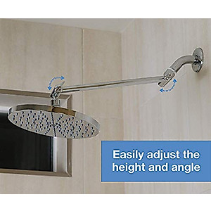 Adjustable Shower Arm Extension by WaterPoint, Brass Shower Head Extension Arm with High Polished Chrome Finish 11+ Inch