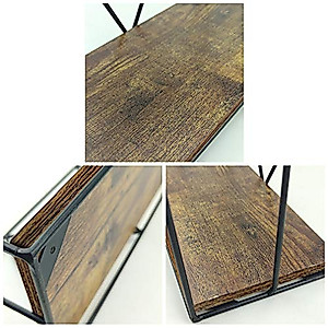 Edenseelake 2 Pack Floating Shelves Wall Mounted Storage Shelf with Metal Wire for Bedroom, Bathroom, Living Room, Kitchen and Office