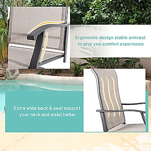 Vongrasig 2 Piece Patio Swivel Bar Chairs, All Weather Metal Textile High Swivel Bar Stools Chairs, Outdoor High Top Bistro Set for Backyard, Lawn Garden, Balcony, Taupe