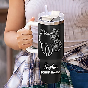 Hyturtle Personalized Dentist Tumbler - Dental Hygienist Gift For Women Men - Dentist Gifts - Dentist Appreciation Gifts - Gift for Birthday - Custom Name Tumbler 40oz Stainless Steel Coffee Cup