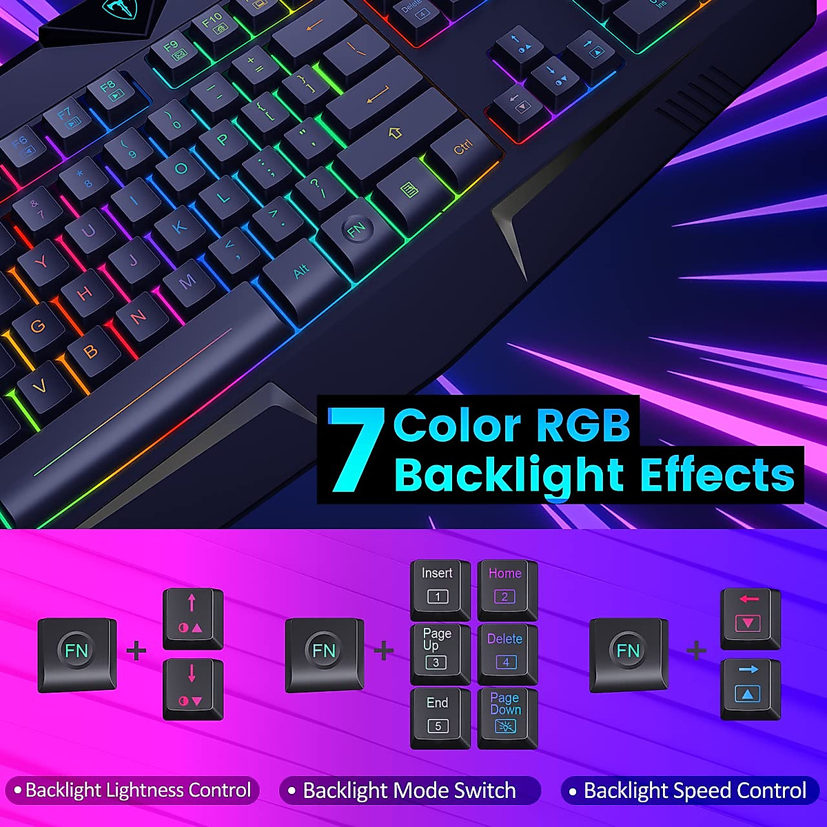 Dacoity TKL Mechanical Gaming Keyboard, RGB LED Rainbow Backlit 60% Keyboard with Blue Switches, 27 LED Lighting Modes, 100% Anti-Ghosting, 87 Keys Wired Tenkeyless Keyboard for Windows PC MAC Games