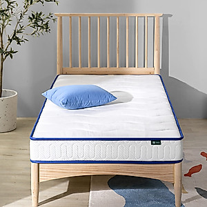 ZINUS 6 Inch Essential Innerspring Mattress / Medium Firm Feel / CertiPUR-US Certified / Mattress-in-a-Box, Twin, Blue Tight Top