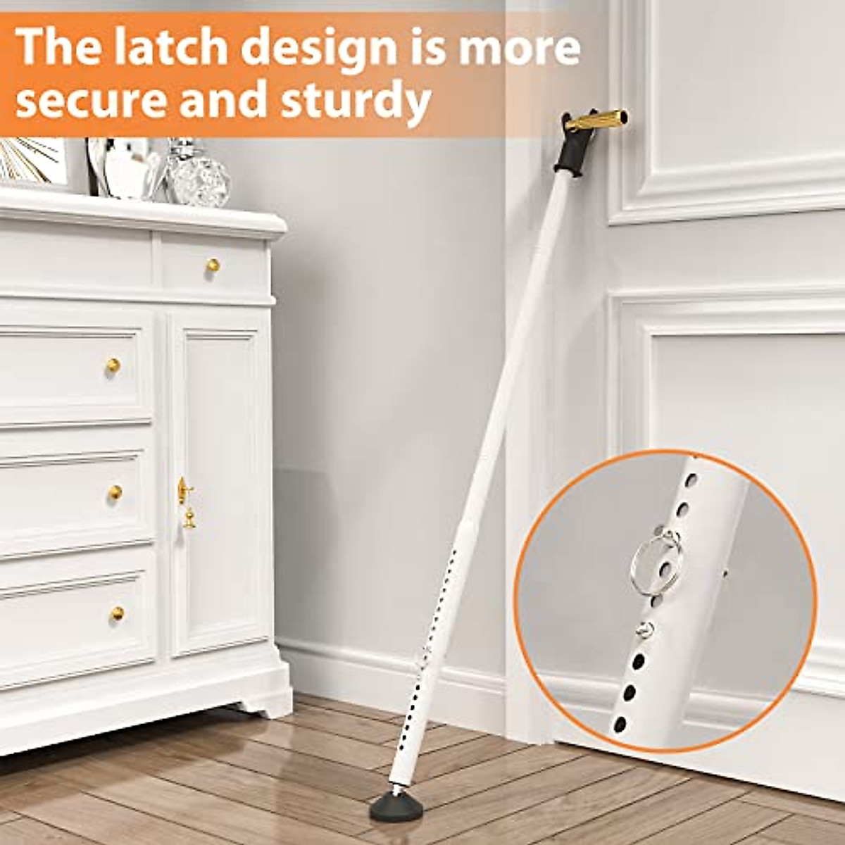 YeYeBest Door Security Bar & Sliding Patio Door Security Bar, Sliding Door Lock for Patio Door, Sliding Door, Window, Apartment, Home, Hotel Room, Removable Security Jammer Bar, White