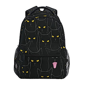 Halloween Black Cat Kids Backpack for Boys Girls,Funny Animal Kitten 16 Inch School Backpack for Elementary Preschool Kindergarten Bookbags for Teens Children Women Men College Travel Bag
