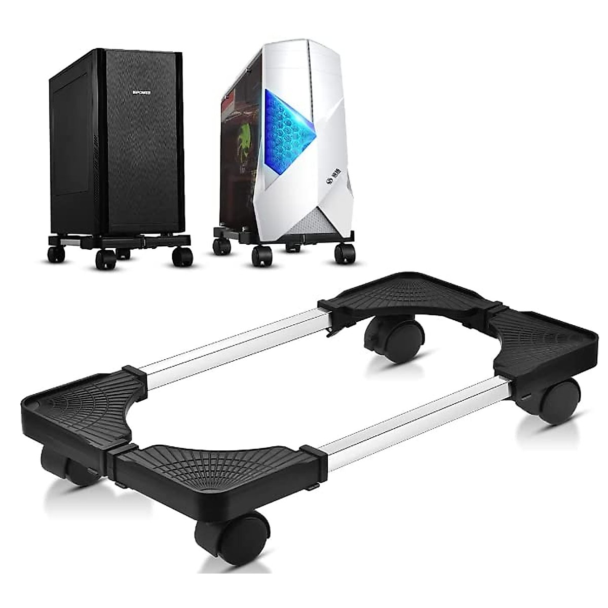 ZAGANA PC Stand-Desktop Stand with 4 Rotating Wheels | Computer Tower Stand with Adjustable Size, Mobile CPU Stand fits Home and Office