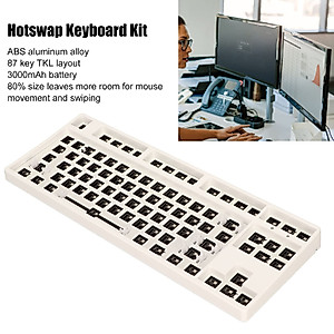DIY Mechanical Keyboard Kit, 87 Key RGB TKL Layout Switch Gaming Keyboard Hot Swap ABS Aluminum Alloy Modular Mechanical Keyboard for DIY(White)