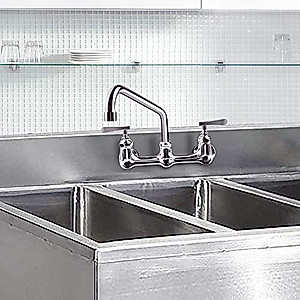 KWODE Swivel Swing Nozzle Spout 12 Inch Replacement Kit for Commercial Kitchen Sink Faucet Stainless Steel Add-on Spout Fits for 2 or 3 Bay Compartment Sinks, Chrome Finish (M25*1.25mm)