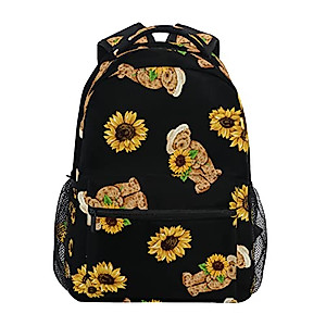TropicalLife Floral Sunflower Animal Bear Pattern School Bag College Durable Backpack Travel Laptop Backpack Waterproof Bookbag Daypack for Girls/Boys