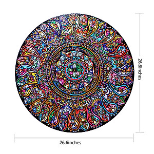 Bgraamiens Puzzle-Mandala Petals-1000 Pieces Round Puzzle Color Challenge Jigsaw Puzzles for Adults and Kids(Mandala Petals)