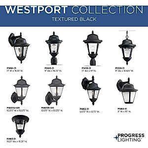 Progress Lighting P5864-31 Westport Outdoor, 11-Inch Width x 18-3/4-Inch Height, Black