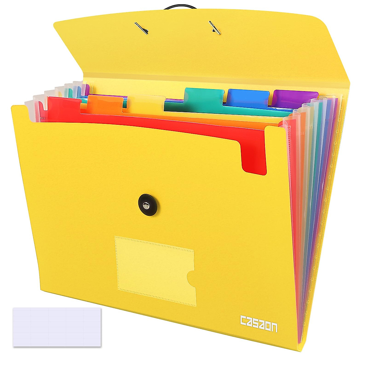 7 Pocket Accordian File Folders, Expanding File Folder A4 Letter Size Paper Portable Document Organizer-Yellow