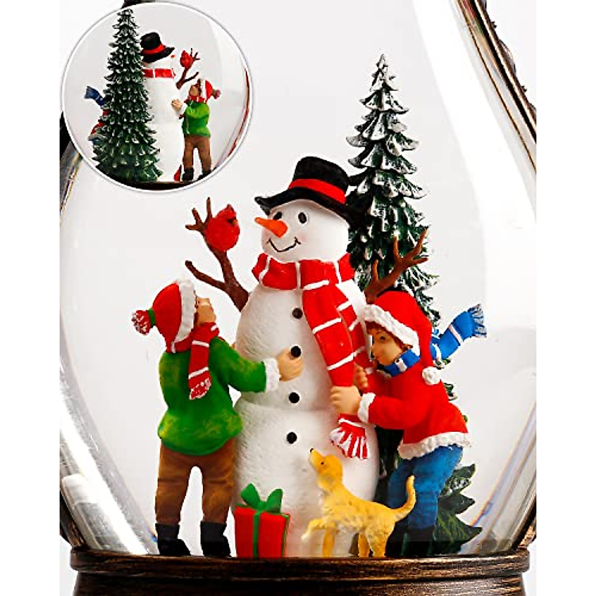Snow Globe Snowman Christmas Decorations Indoor Ornament, Glittering Lantern Swirling,Home Decor Gifts with Musical ,Battery or USB Powered