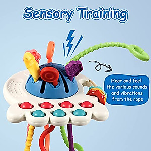 Hooku Montessori Toys for 1 Year Old, Sensory Toys for Babies, Food Grade Silicone Pull String Activity Toy, Fine Motor Toys, Baby Travel Toys, Toddler Infant Baby Girl Boy Gifts