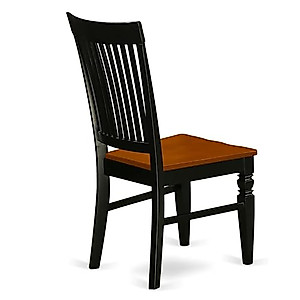 East West Furniture WEC-BCH-W Weston Dining Chairs - Slat Back Wooden Seat Chairs, Set of 2, Black & Cherry