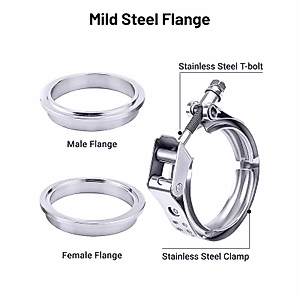 EVIL ENERGY V Band Clamp Quick Release Stainless Steel with Flange Male Female Mild Steel 2.5 Inch