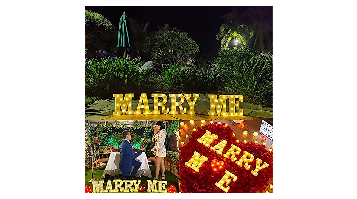 Marry Me LED Marquee Lights for Romantic Proposals & Weddings