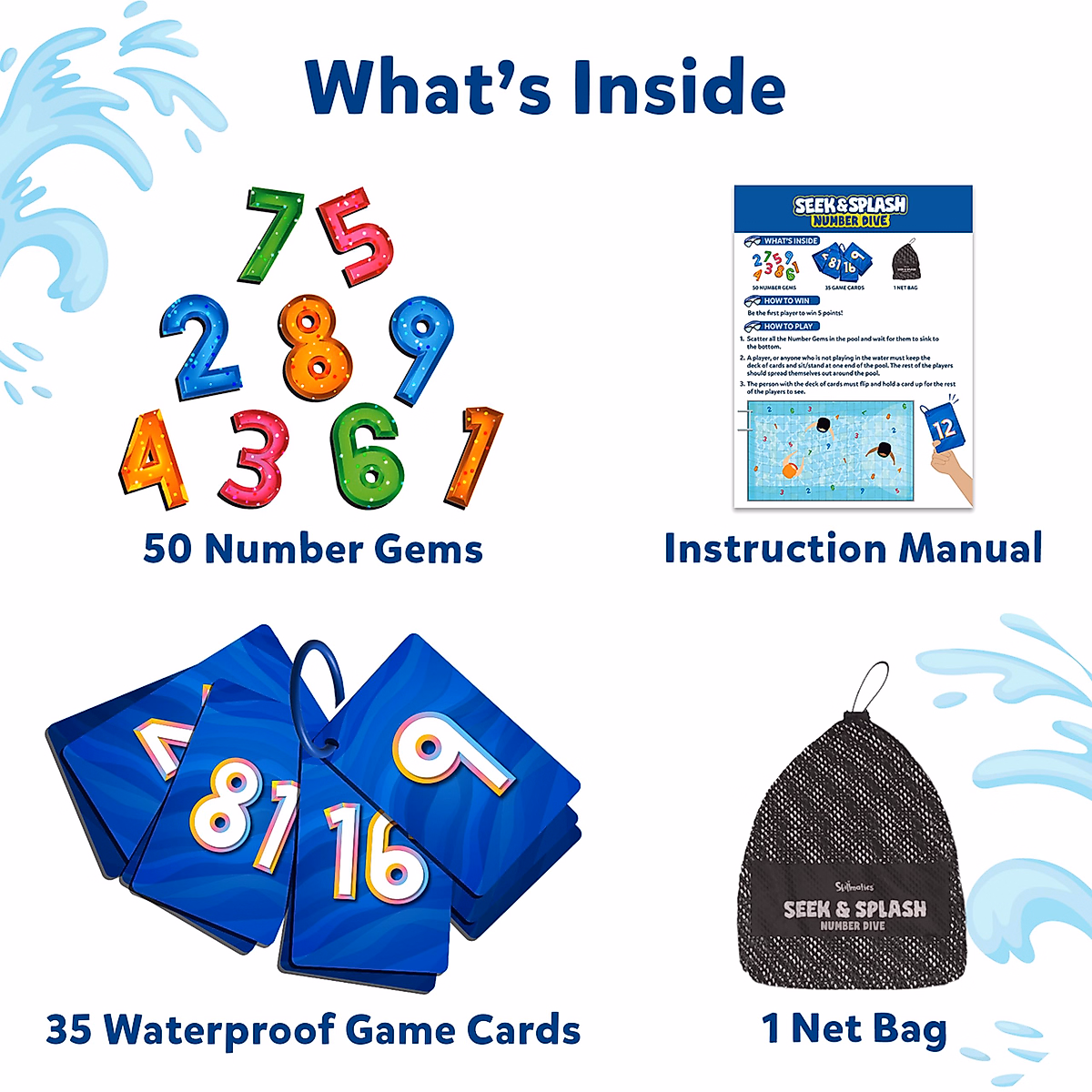 Skillmatics Seek & Splash Diving Gem Toys - Swimming Pool Toys for Kids, Search and Find Math Game, Gifts for Boys & Girls Ages 6, 7, 8, 9 & Up