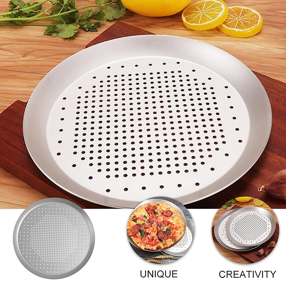 DOITOOL Pizza Baking Tray Pie Pan Pizza Pan Pizza Dish for Oven Aluminum Alloy Round Oven Pizza Tray Pizza Pan Baking Tray Bakeware for Home Restaurant Kitchen 6inch Griddle Pan