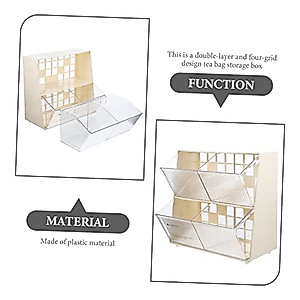 ULDIGI Tea Bag Storage Box Plastic Organizer Box Locker Organizer Shelf Desk Top Shelf Stand Tea Bag Storage Bin Tea Bag Holder Coffee Sugar Bag Organizer Coffee Bag Holder Tea Bags Stand