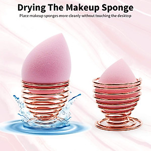 BEAKEY 3+2 Pcs Makeup Sponge Holder, Silicone Makeup Sponge Travel Storage Case, Breathable Beauty Sponge Rack