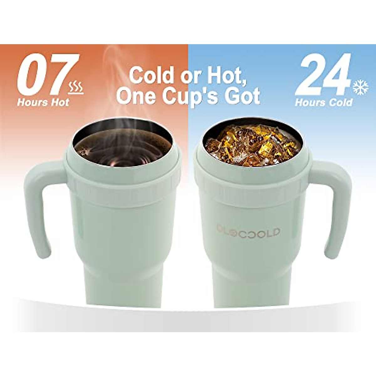 DLOCCOLD 40 oz Tumbler with Handle, Lid & Straw, Insulated Double Walled Stainless Steel Tumbler, Thermos Travel Coffee Mug for Women Men, Reusable water Tumbler with Leak-Proof Lid