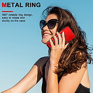 AUPAI iPhone 13 Case with Camera Cover,iPhone 13 Cover with Screen Protector Heavy Duty Military Grade Protective Phone Case with Kickstand for Apple iPhone 13 Red