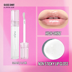 Kaja Lip Balm - Gloss Shot 01 Crystal Clear | High Shine, Non-Sticky, with Jojoba Oil, Sheer, Hydrating, Juicy, Plumper Looking, Non-irritating, Shea Butter, Nourishing Treatment, 0.14 FL Oz