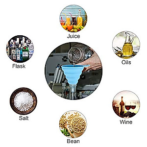 Siasky 4 Pcs Silicone Collapsible Funnel, Food Grade Foldable Kitchen Funnels for Water Bottle Liquid Powder Transfer
