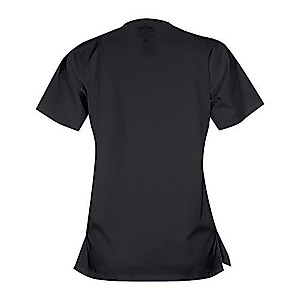 Womens V-Neck SNAP Closure Scrub TOP with Short Sleeves Size L Pewter