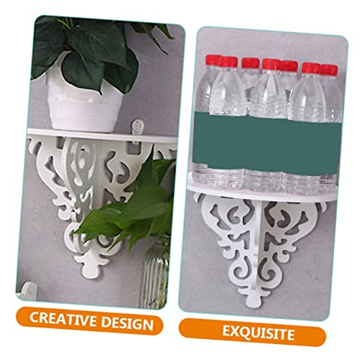 Cabilock 4 pcs Shelf for Art Flower Bracket Household Decor Hanging Nursery Decorative Carving Wall-Mounted Stand Modern Floating Pot Bedroom Office Wall Plant Retro Decoration Flowerpot