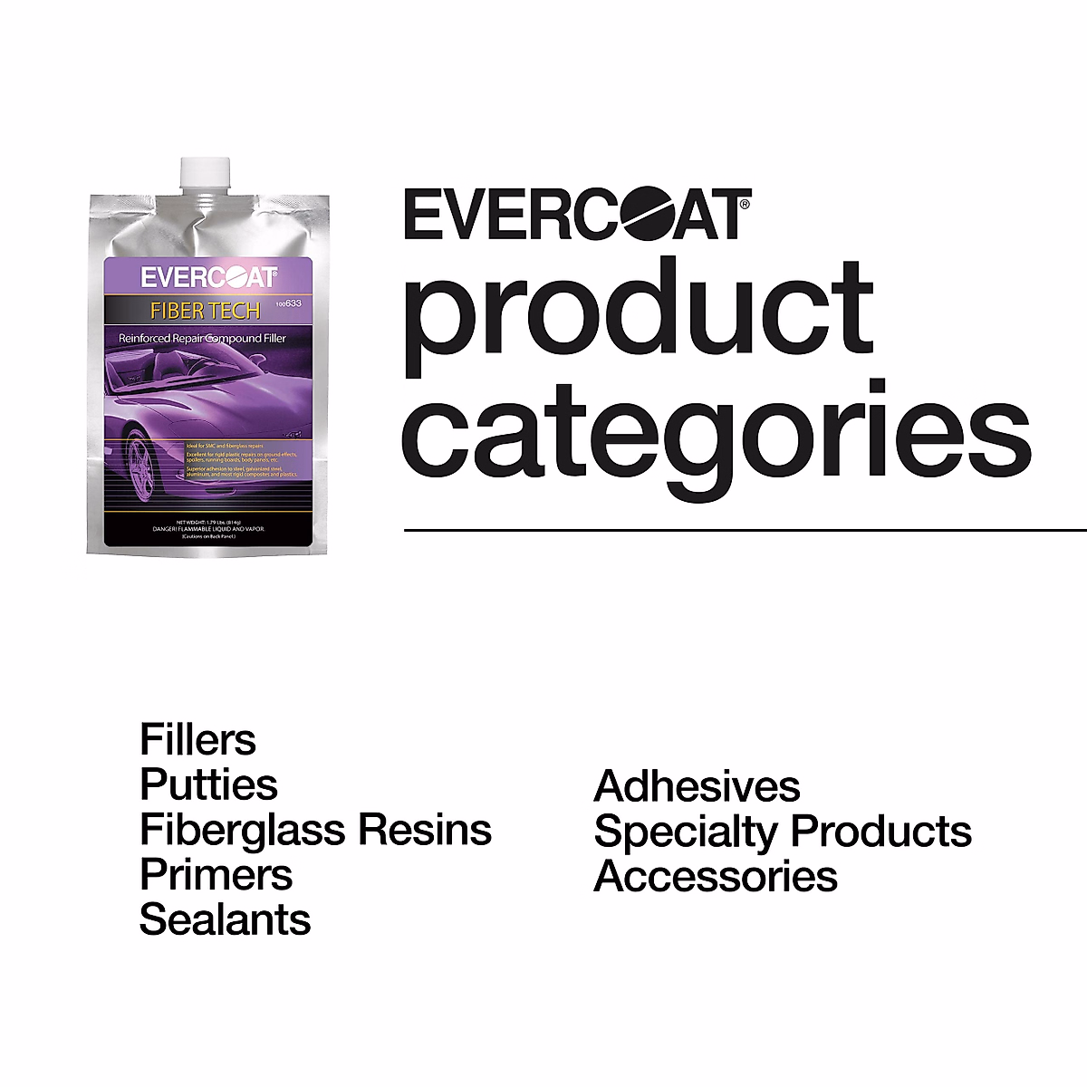 Evercoat Fiber Tech Reinforced Repair Compound for Galvanized Steel, Aluminum, and More - 814 Grams