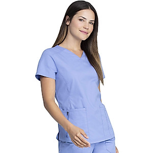 Dickies EDS Signature Women Scrubs Top V-Neck DK880, XS, Ciel