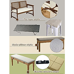 Kimgull Custom Size Bench Cushion/Bay Window Seat Pads, 1.18/1.97/3.15/4IN Thick Soft Garden Bench Cushion, Outdoor Washable Sofa Cushion, Non Slip Seat Mat for Patio Swing Bench (Thickness 1.97IN)