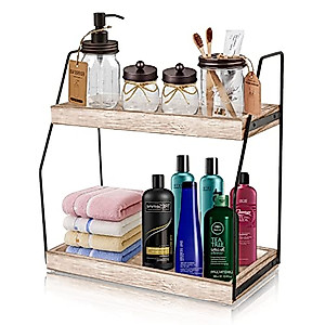Bathroom Counter Organizer, Vanity Organizers and Storage Tray, Bathroom Countertop Shelf, Bathroom Under Sink Organizer, Rustic Bathroom Kitchen Coffee Station Decor