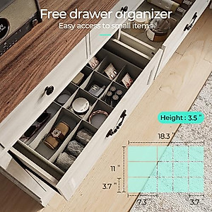 LINSY Dresser for Bedroom, 9 Drawers Bedroom Dresser Wood for Nursery, Tall Chest of Drawers, 53 Inch Wide Farmhouse Wood Dresser for Bedroom, Hallway, Closet, Living Room, Beige